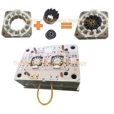 Rotor insert mold overmolding plastic insulation for motor